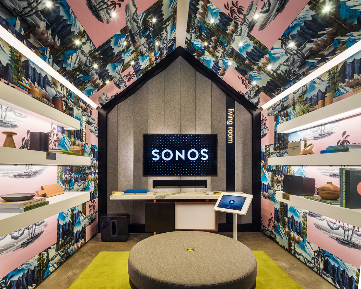 Sonos’ London concept store has cabin-shaped listening rooms