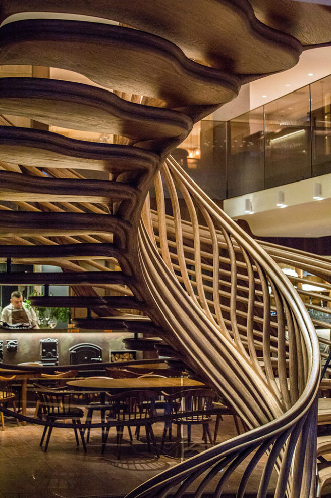 Ollie Dabbous’ new restaurant Hide has a twisting, tree-like staircase