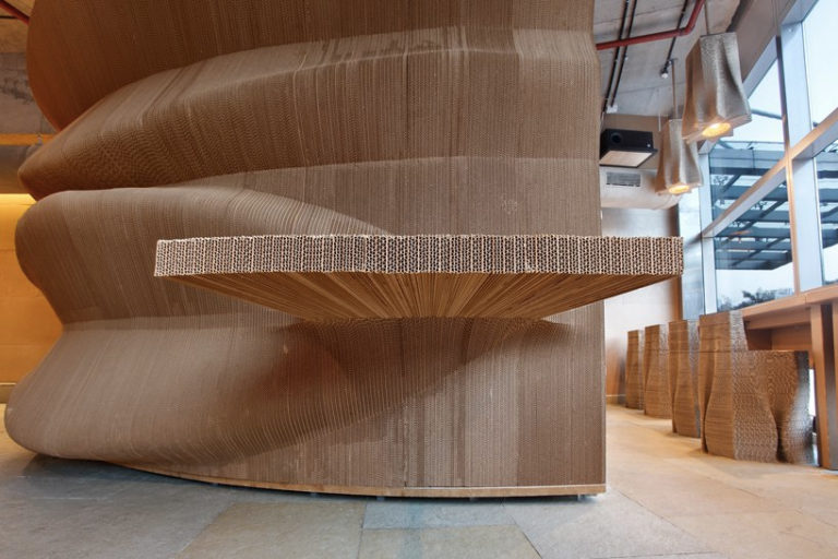 Mumbai cafe interiors are made with cardboard - The Spaces