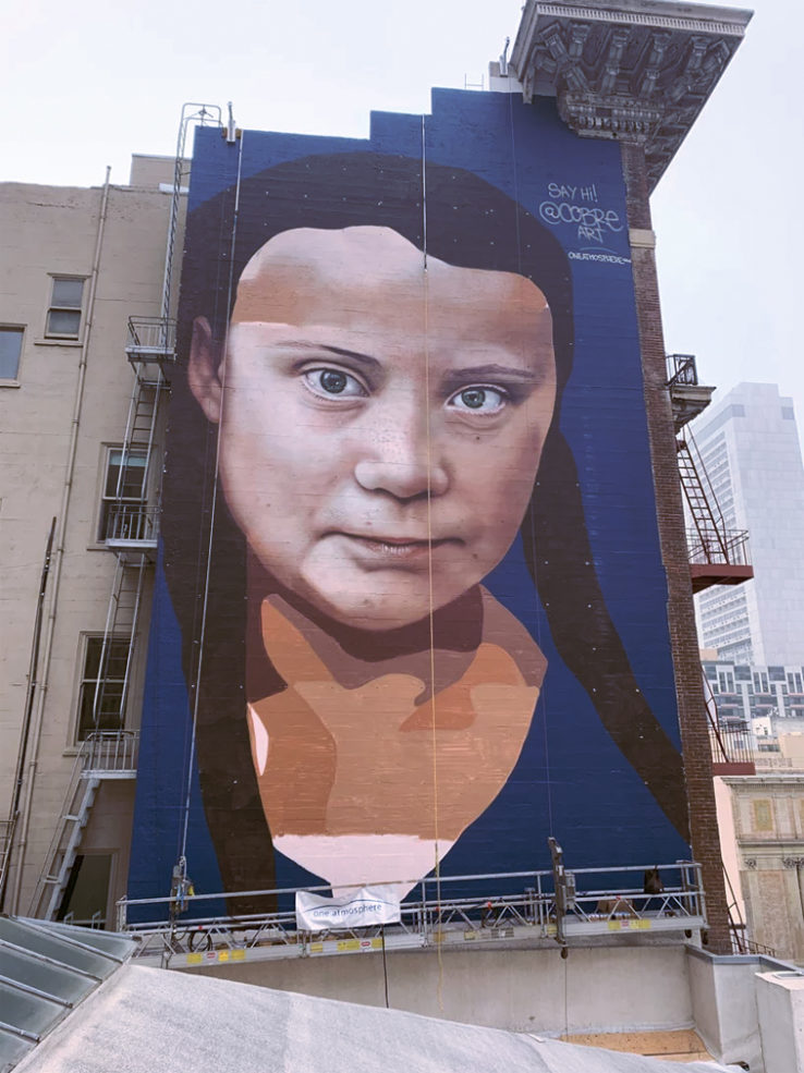 A 60-ft-high Greta Thunberg mural pops up in San Francisco - The Spaces