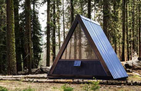 This compact A-frame cabin comes fully assembled - The Spaces