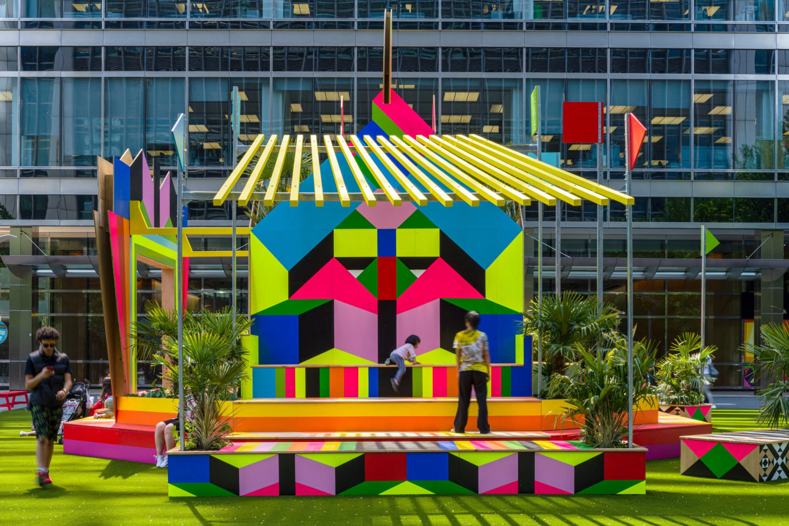Morag Myerscough’s London pavilion brings a permanent sunrise to Canary ...