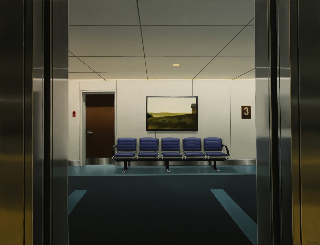 Elevators and escalators star in Peter Harris’s paintings of in-between ...