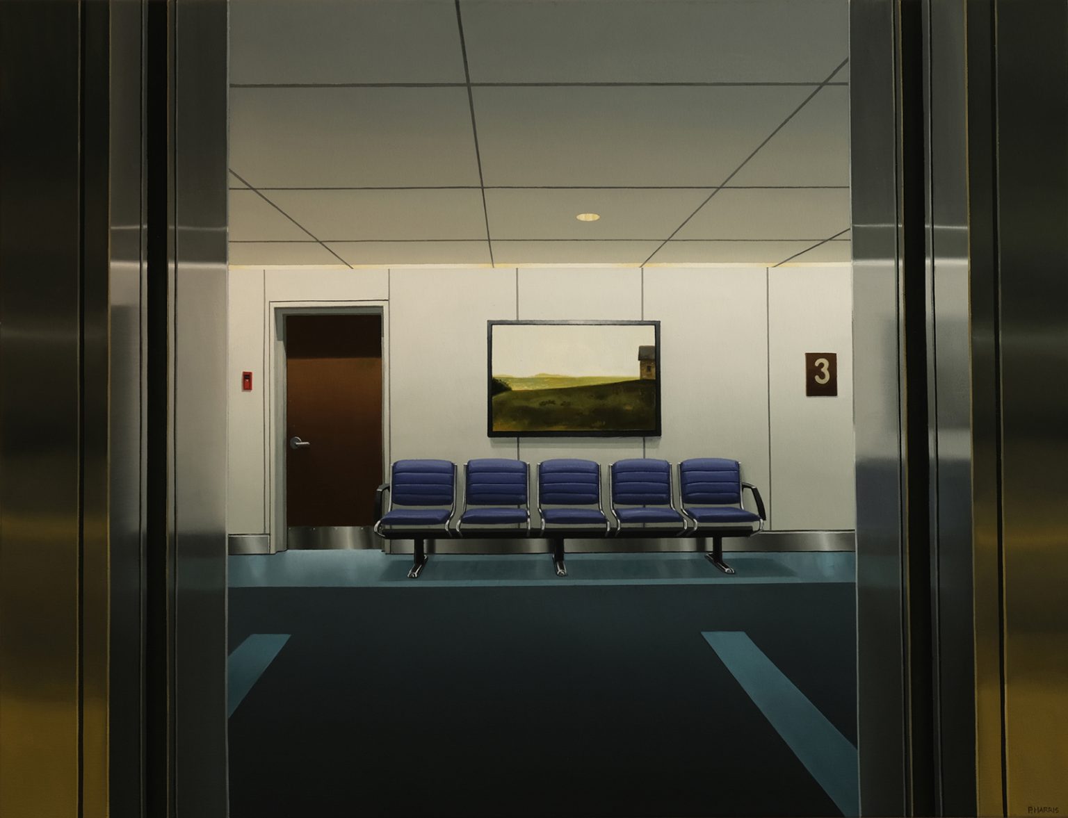 Elevators and escalators star in Peter Harris’s paintings of in-between ...