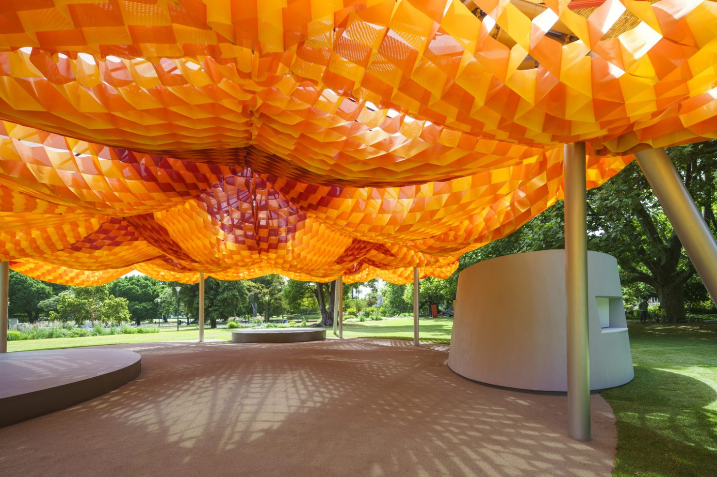 Melbourne's 2022 MPavilion is a glowing parasol made with experimental ...