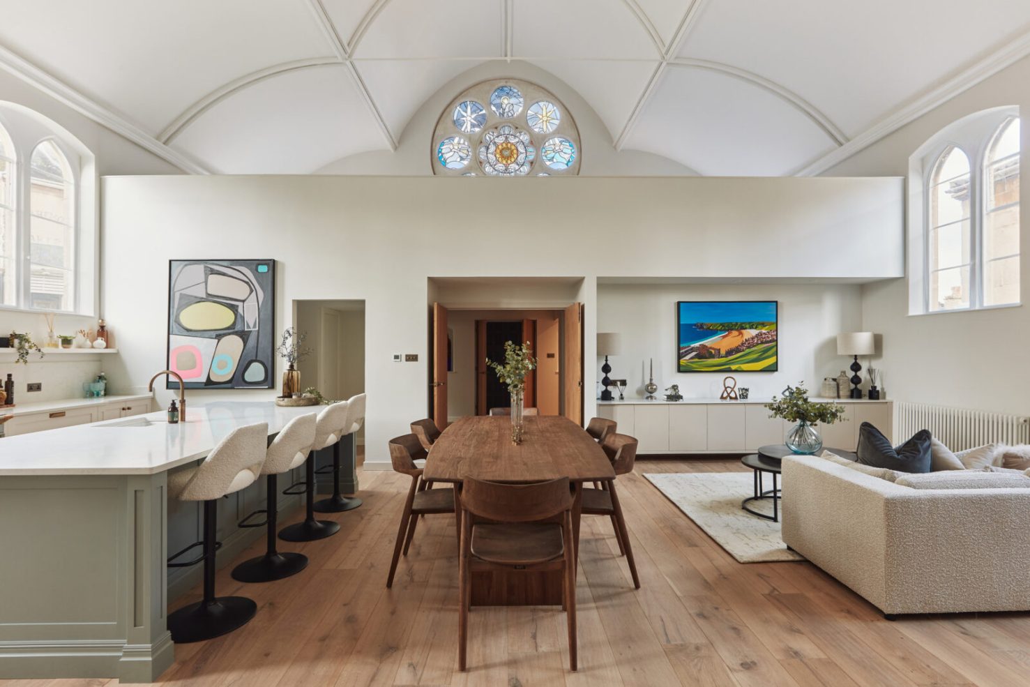 A converted church in Bath boasts gallery-like interiors and colourful ...
