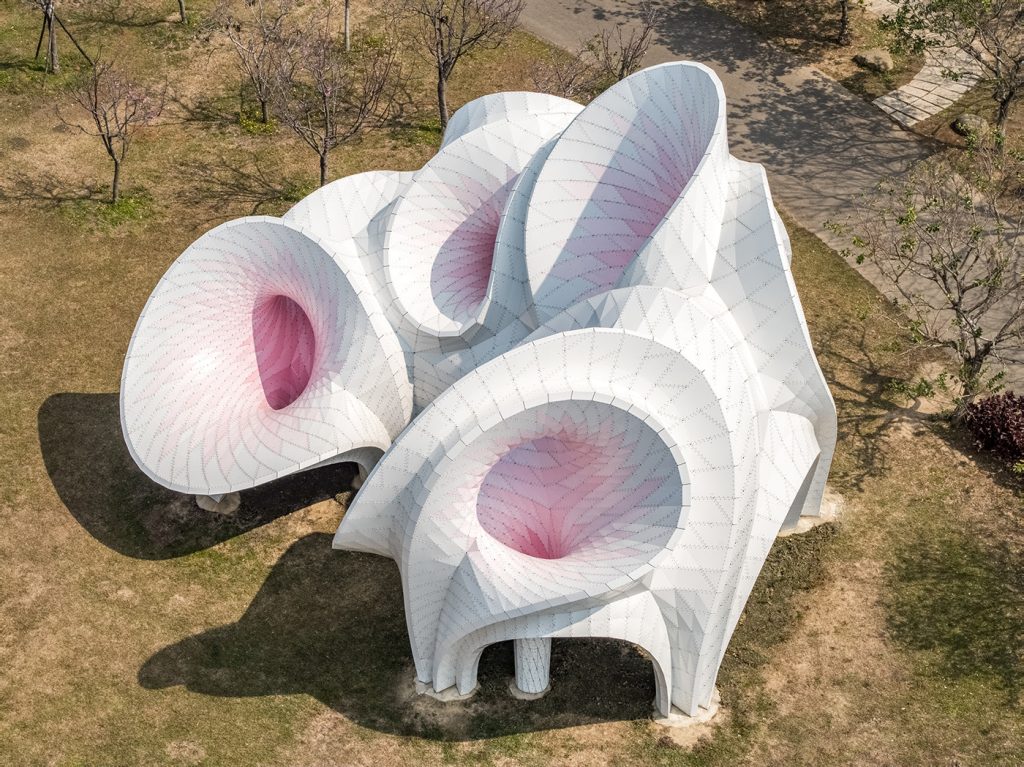 Cherry blossom inspires the parabolic forms of this pavilion - The Spaces